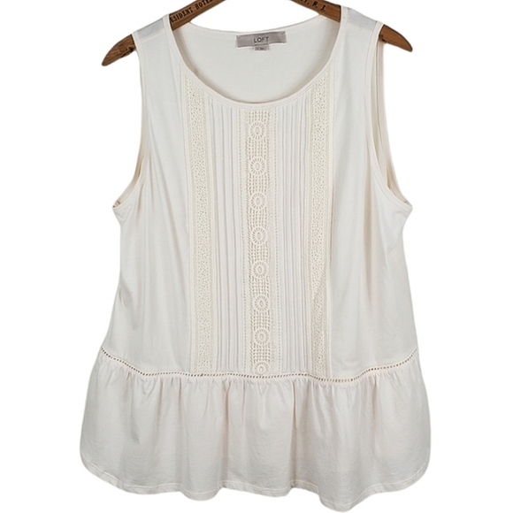 LOFT | Tops | Nwot Loft Crochet Detail Ruffle Hem Sleeveless Top | Poshmark